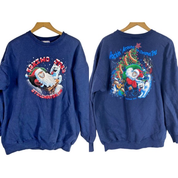 Hanes | Shirts | Vintage Eskimo Joes Sweatshirt Large Christmas Santa ...